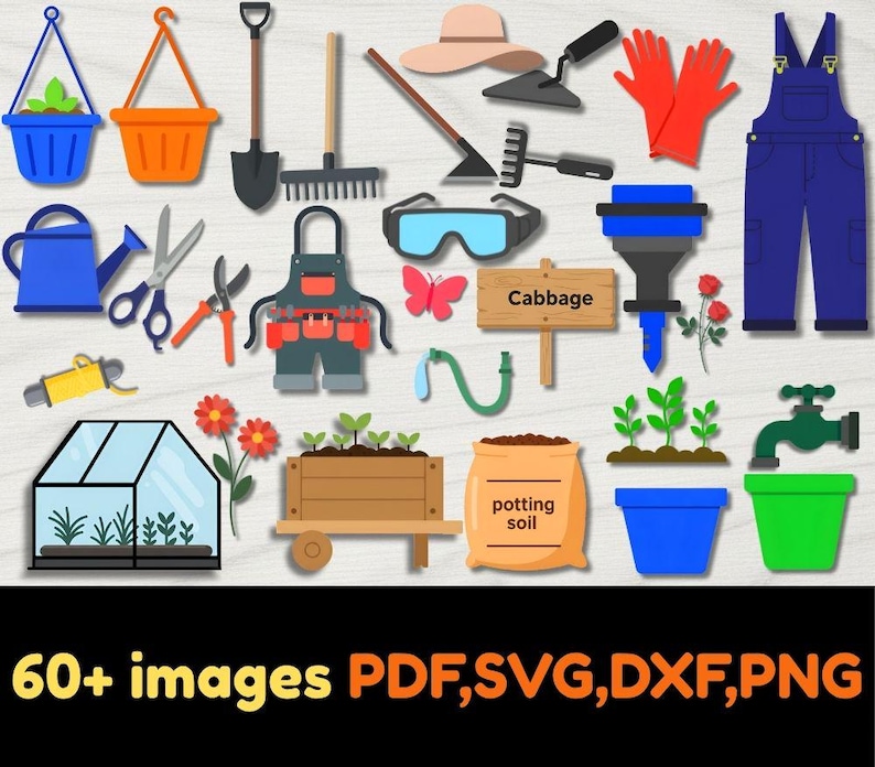 Garden Digital Files, SVG PNG DXF, Clipart, Cut Files, Cricut ...