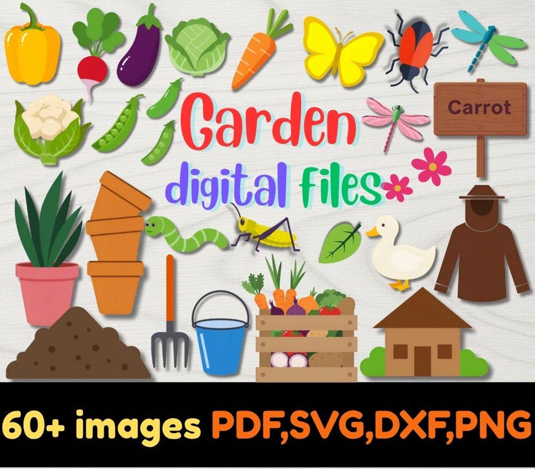 Garden Digital Files, SVG PNG DXF, Clipart, Cut Files, Cricut ...