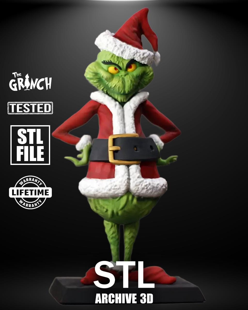 Grinch STL File – Christmas Villain 3D Print Model – Santa Suit Statue ...