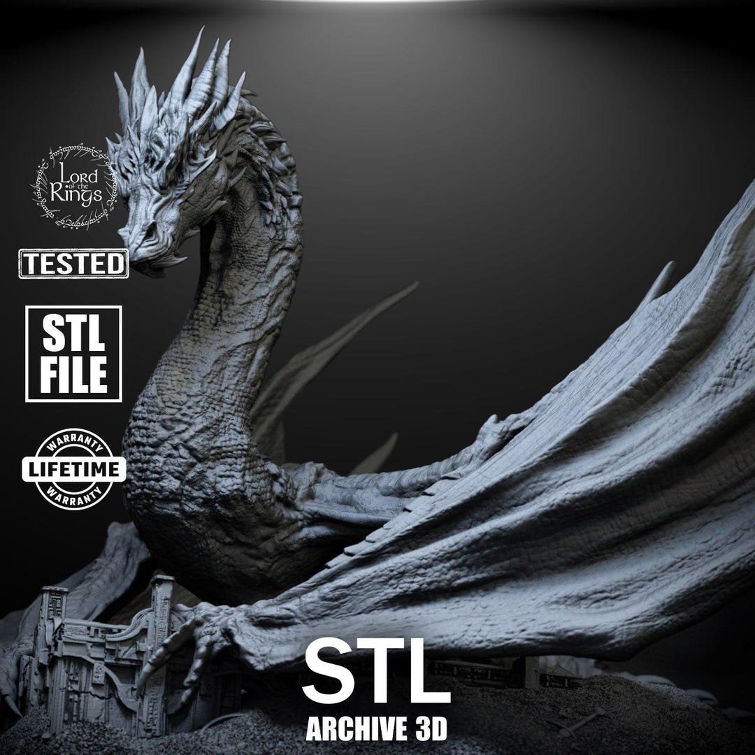 Smaug Dragon STL – Epic Fantasy 3D Print Model – LOTR Hobbit Inspired ...