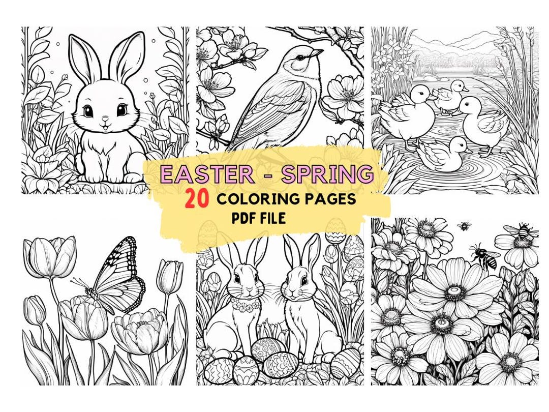 Coloring Pages Easter Spring - Coloring Pages Easter Spring - Etsy