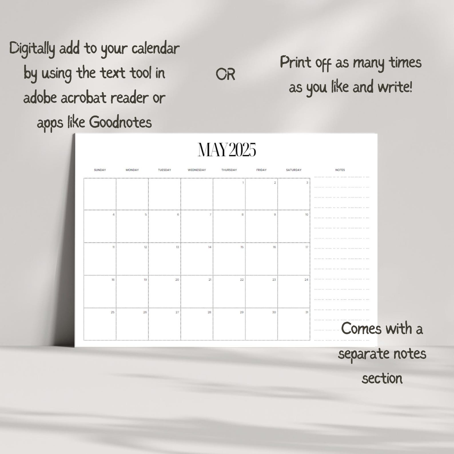 May 2025 Monthly Calendar | Fillable Calendar Minimalist May Editable ...