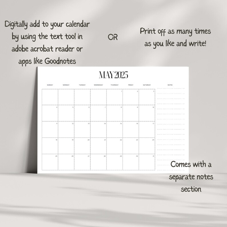 May 2025 Monthly Calendar | Fillable Calendar Minimalist May Editable ...