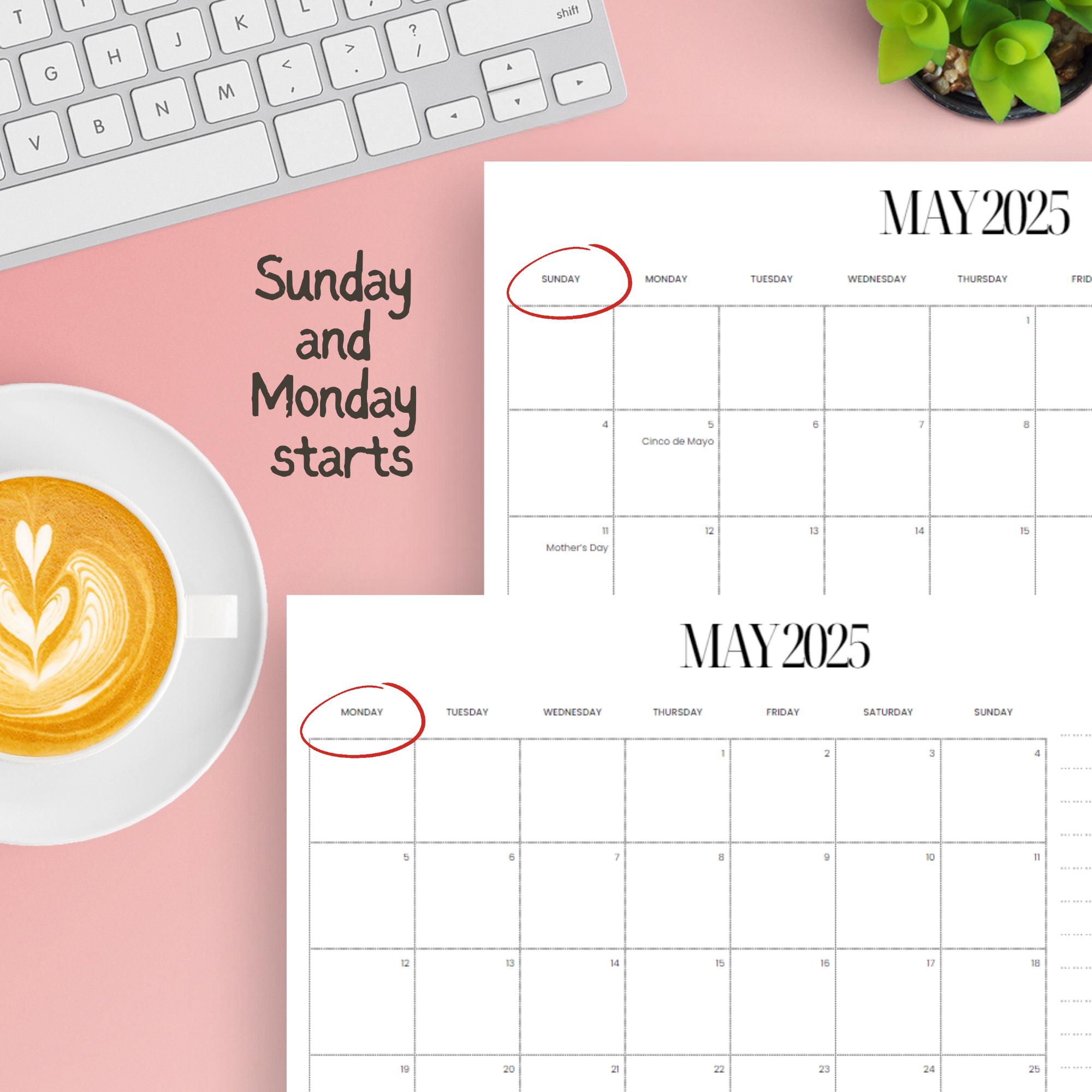 May 2025 Monthly Calendar | Fillable Calendar Minimalist May Editable ...