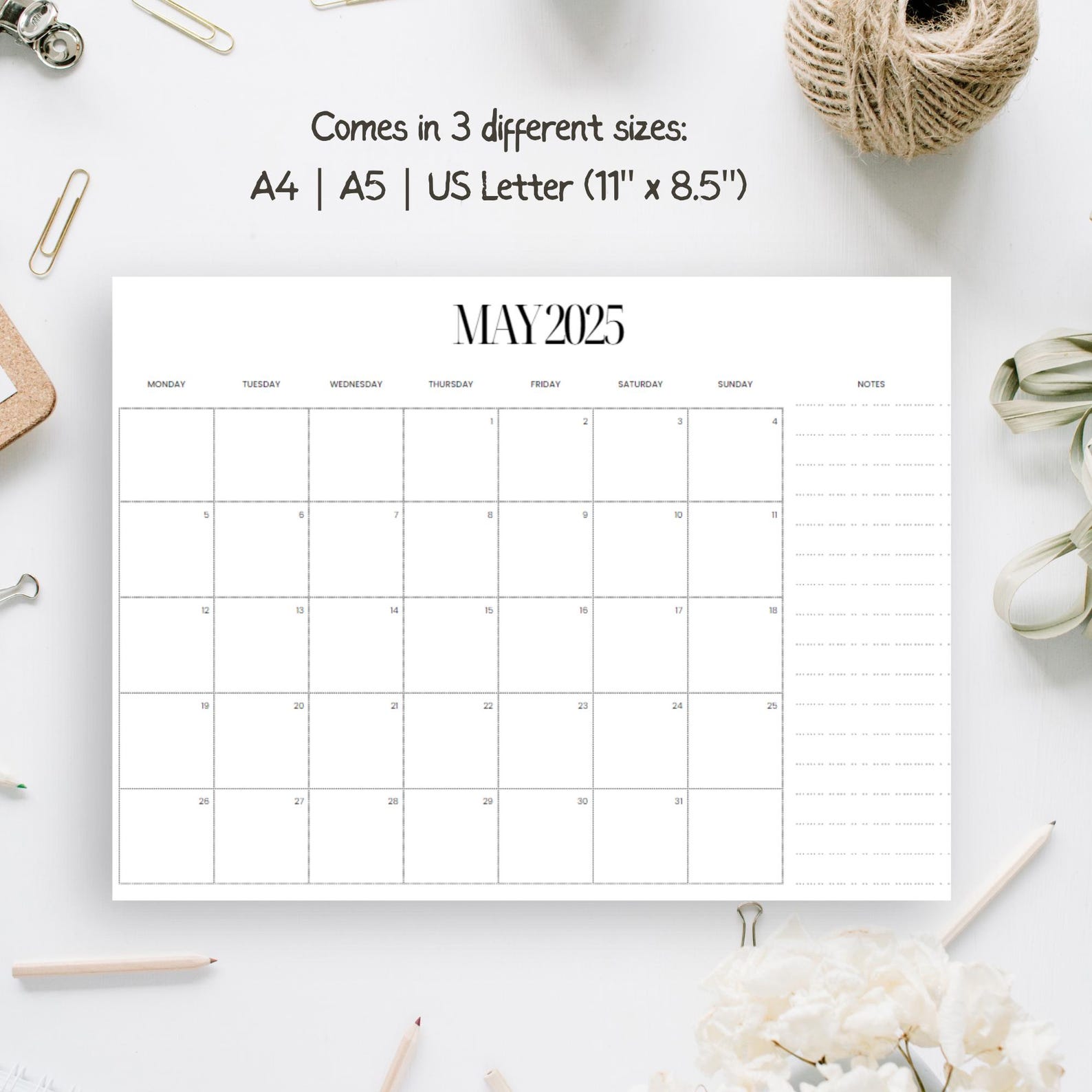 May 2025 Monthly Calendar | Fillable Calendar Minimalist May Editable ...