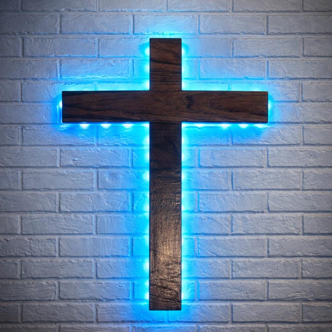 LED Backlit Wooden Cross – Modern Christian Wall Decor - Etsy