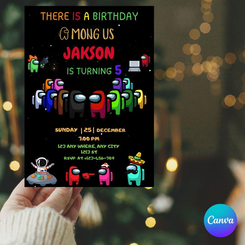Editable Among Us Invitation Birthday Invitation, Kids Birthday ...