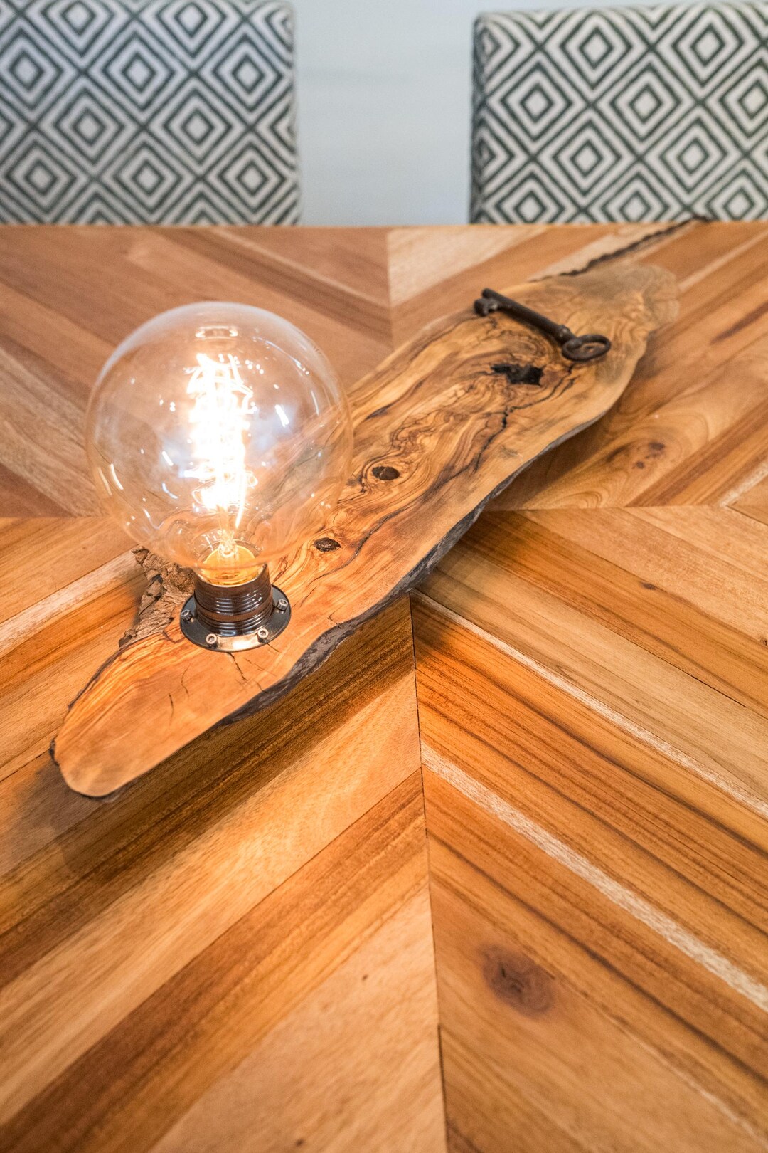 Vintage Industrial Wooden Lamp, Small Lamp, Light Bulb Lamp, Retro ...