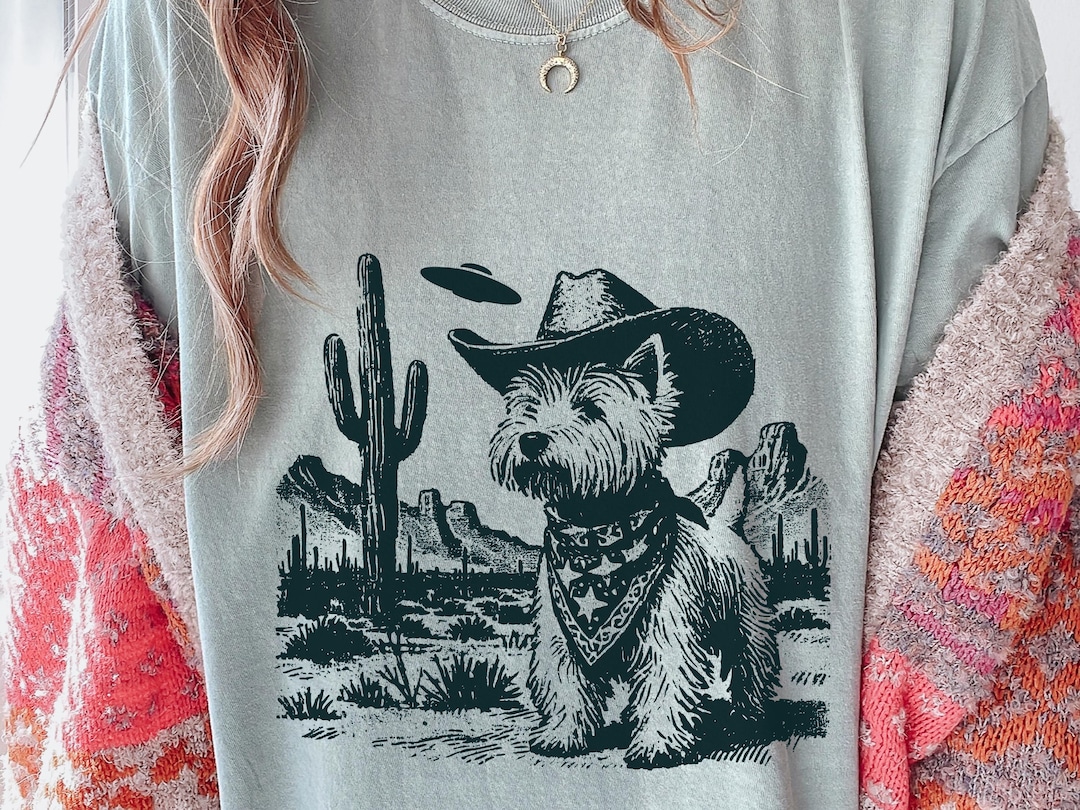 UFO West Highland Terrier Western T-shirt: Cowboy Westie Ranch Country ...