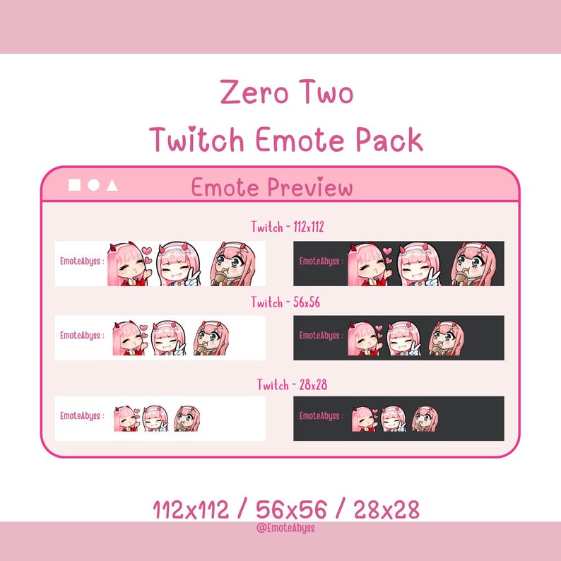 Zerotwo 50emote Pack Twitch - Etsy