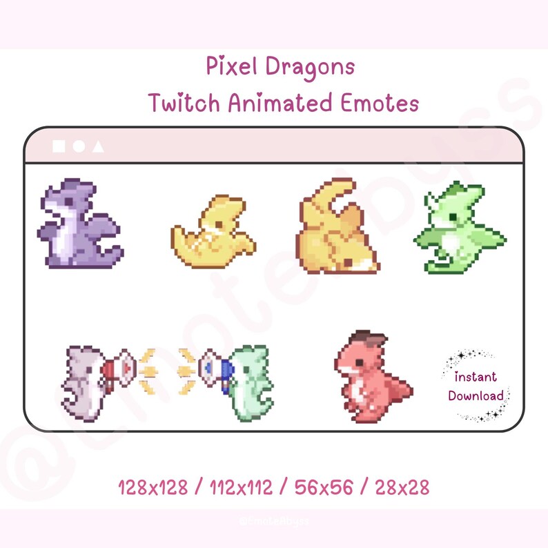 Pixel Dragons Animated Emote Pack - Etsy