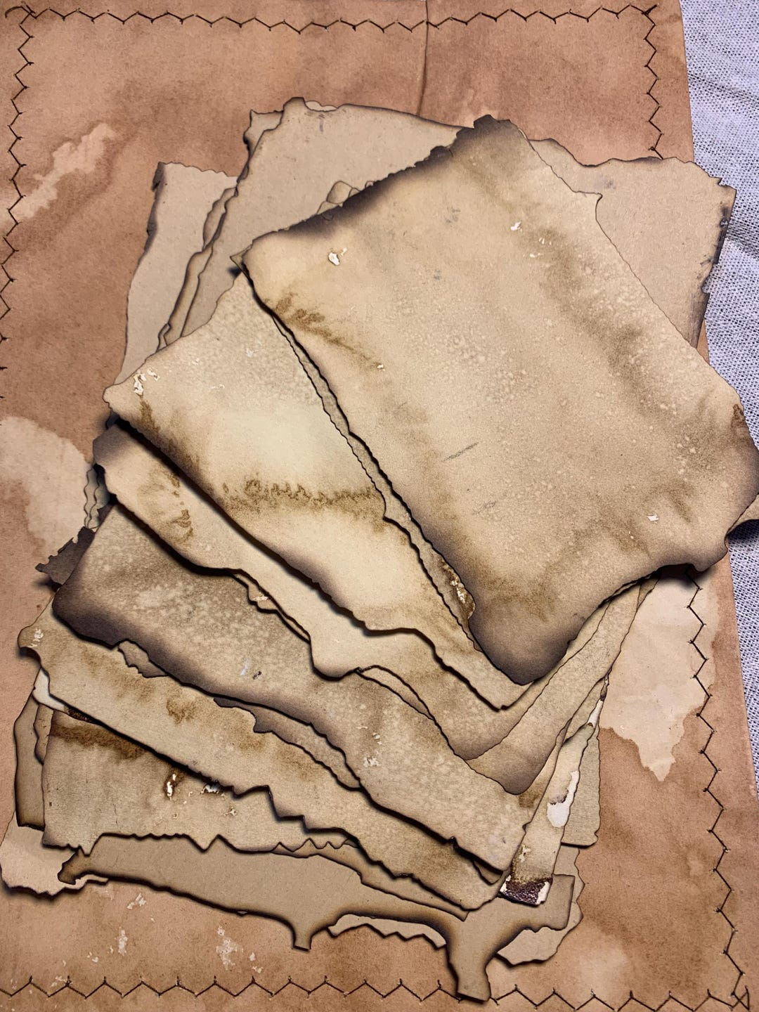 Burnt Edge Coffee-dyed Kraft Paper – Vintage Distressed Writing, Junk ...