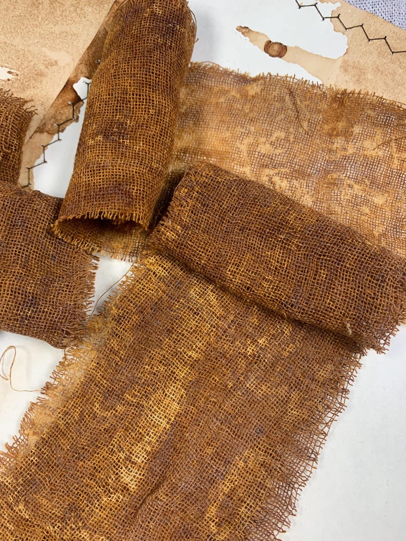 Rust Dyed Gauze Fabric, Vintage Junk Journal Supplies , Grunge Punk ...