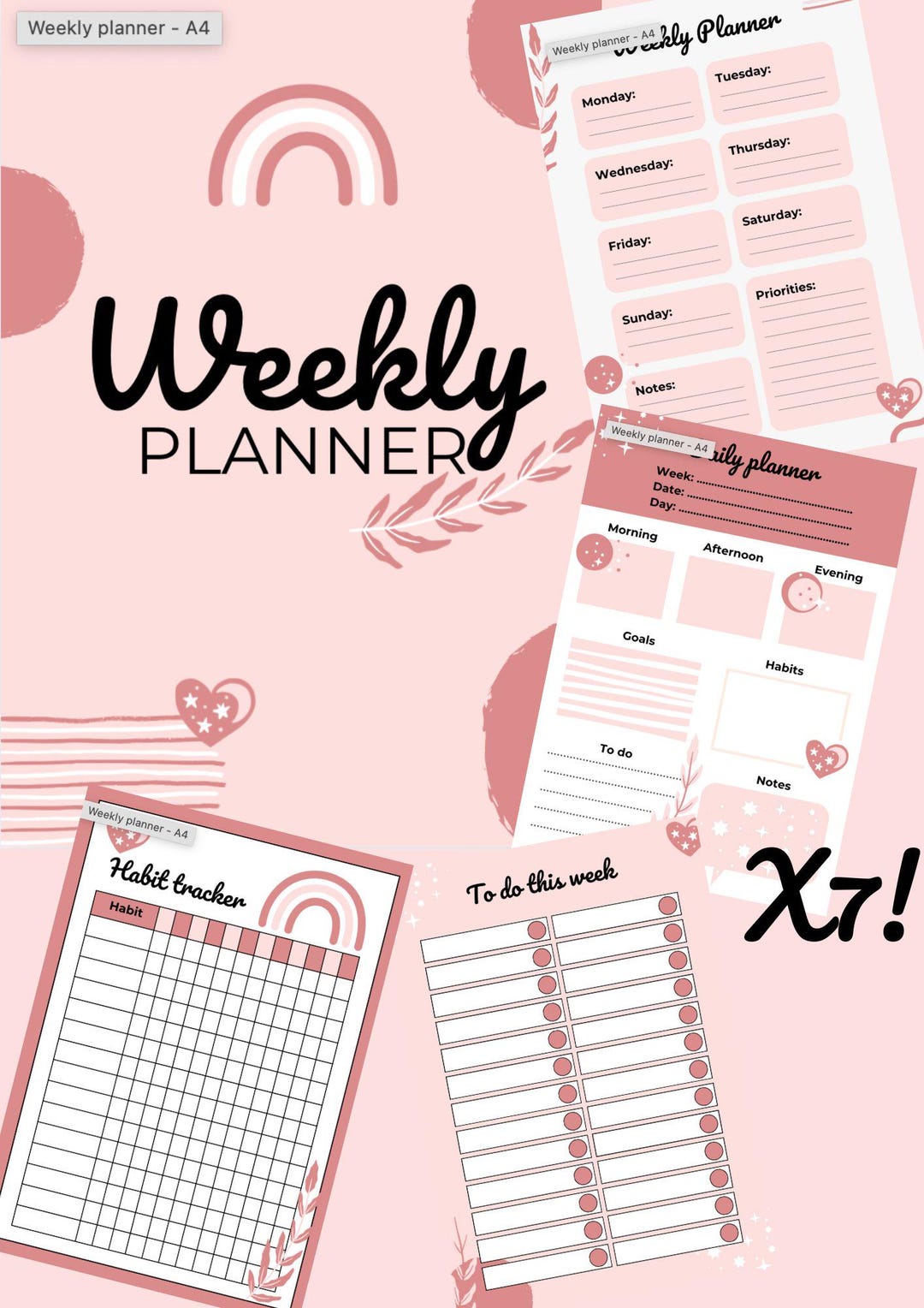 Weekly Planner and Habit Tracker, With to Do List and Daily Planners - Etsy