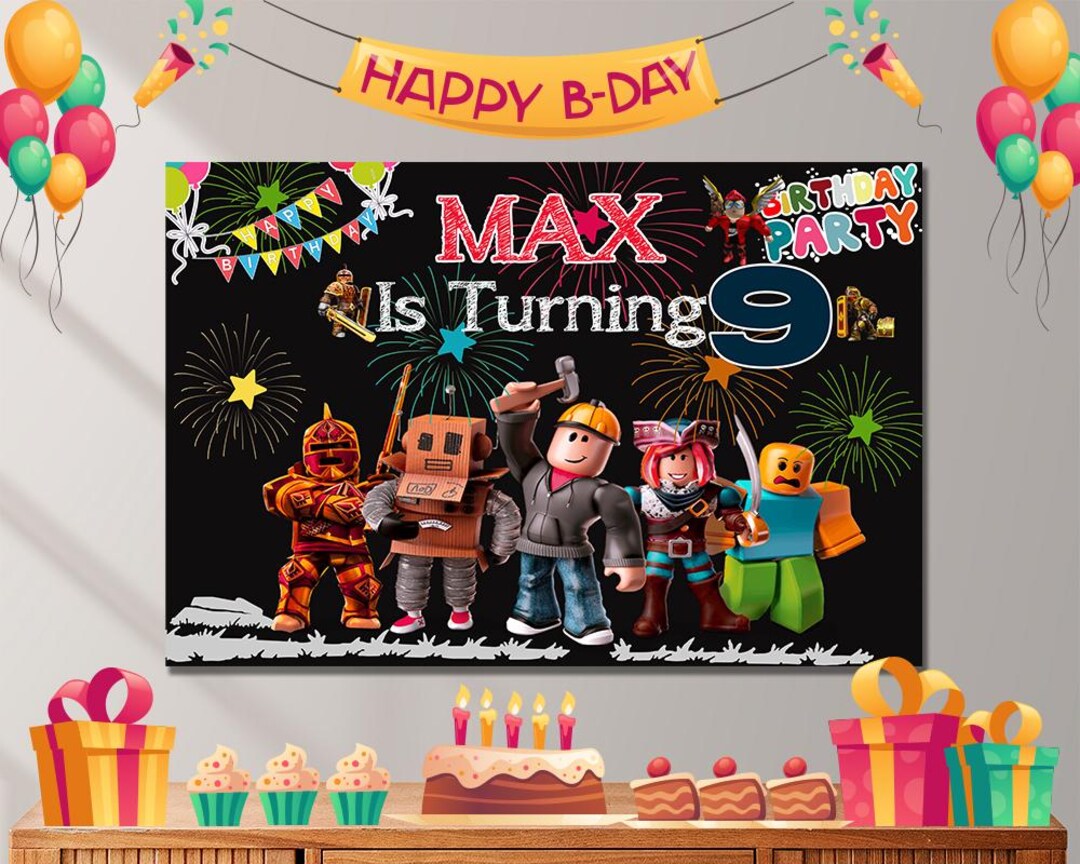 Printable Roblox Birthday Backdrop, Roblox Birthday Party for Boys ...