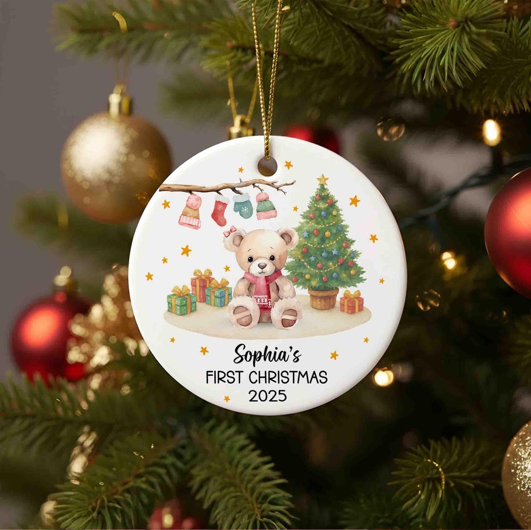 Personalized Baby Bear First Christmas Ornament, Custom Baby Name ...