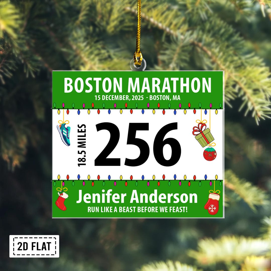 Personalized Marathon Bib Christmas Ornament, Custom Race Bib for ...