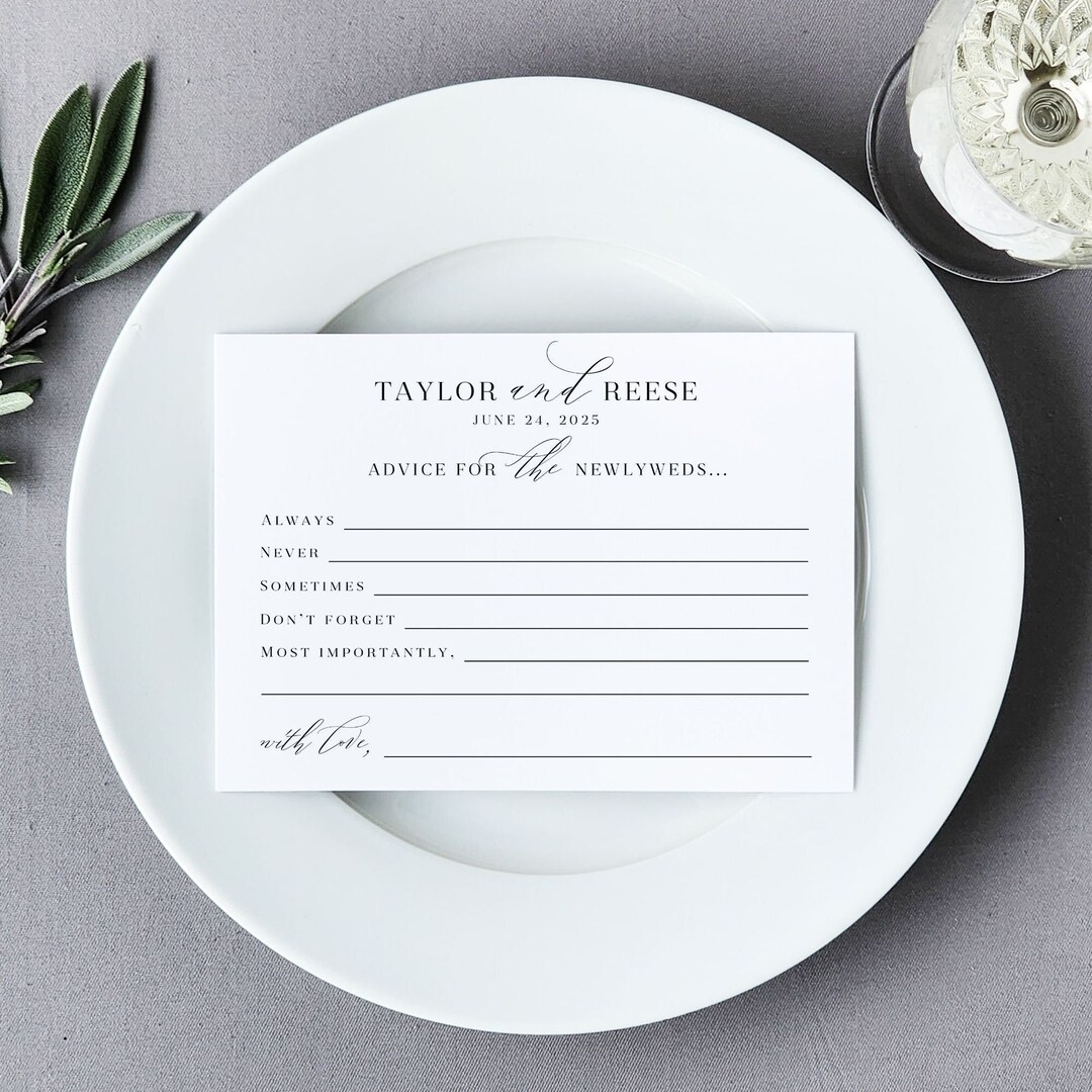 Wedding Guest Book Advice Card Bridal Shower Game Advice for the Bride ...