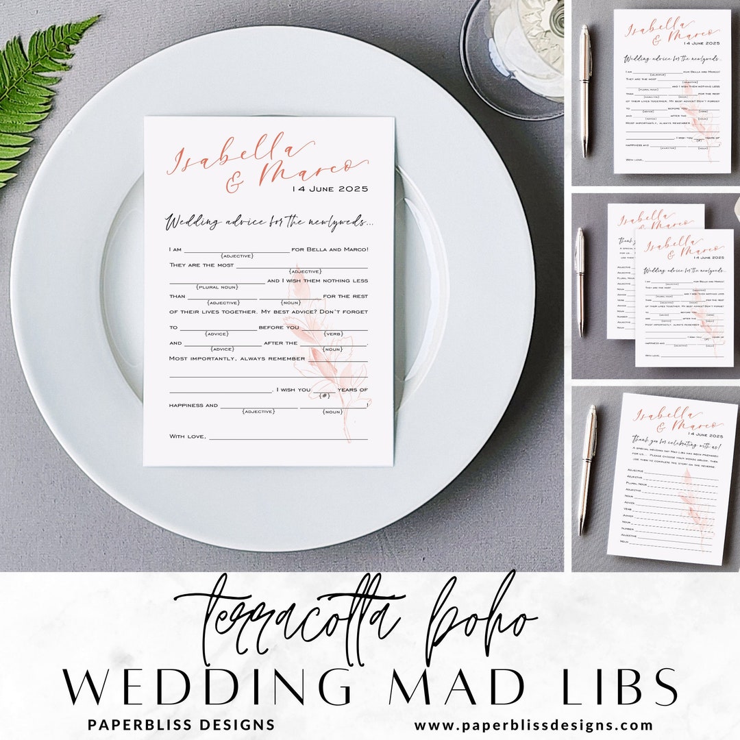 Mad Libs Wedding Advice Cards For The Bride And Groom Boho Etsy