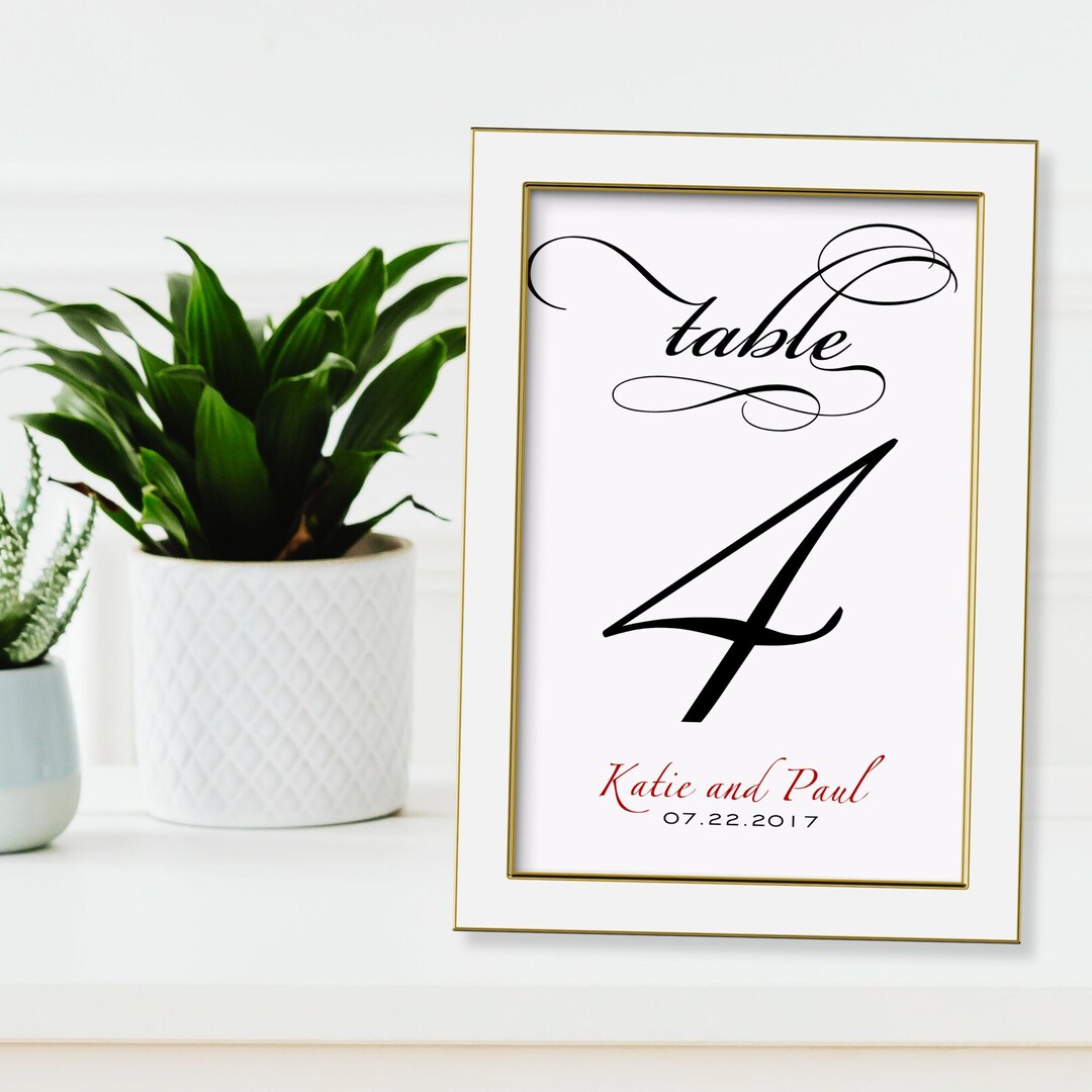 Wedding Table Numbers Custom Red Table Number Card Printed - Etsy