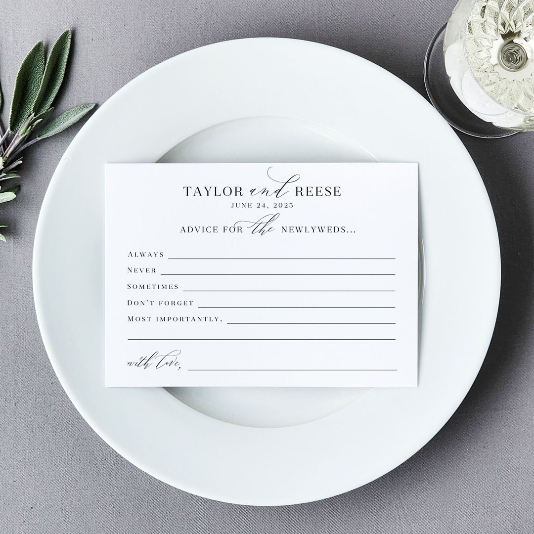 Wedding Guest Book Advice Card Bridal Shower Game Advice for the Bride ...