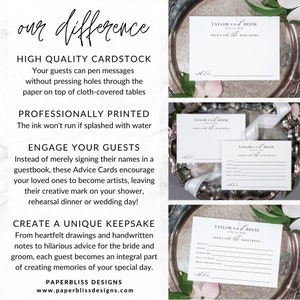Wedding Guest Book Advice Card Bridal Shower Game Advice for the Bride ...