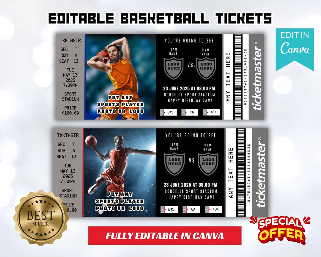 Editable Surprise Basketball Game Ticket, Printable Sport Surprise ...