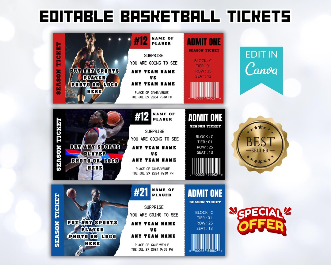 Editable Surprise Basketball Game Ticket, Printable Sport Surprise ...