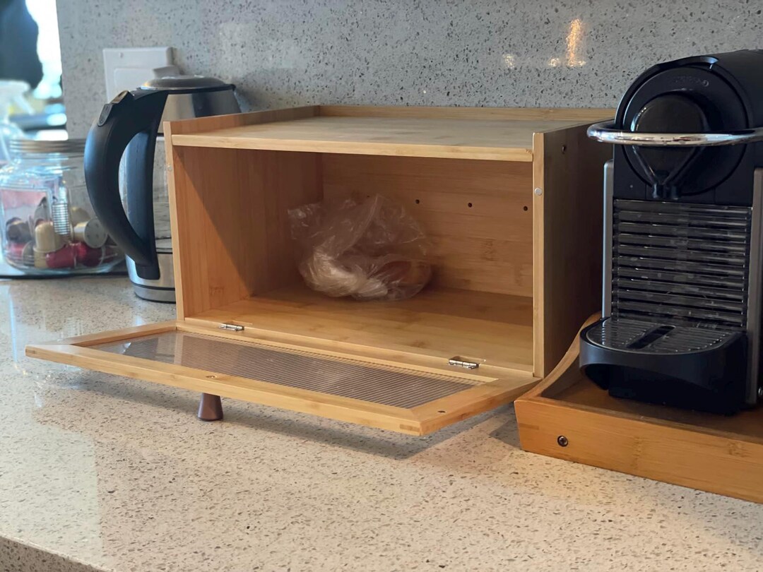 Large Capacity Wooden Bread Box for Kitchen Counter | Corner Bread Box | Bread Basket | Bread ...