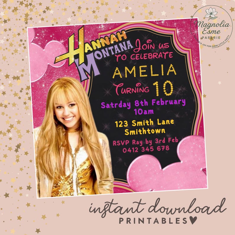 Hannah Montana Birthday Invitation Editable Printable - Etsy