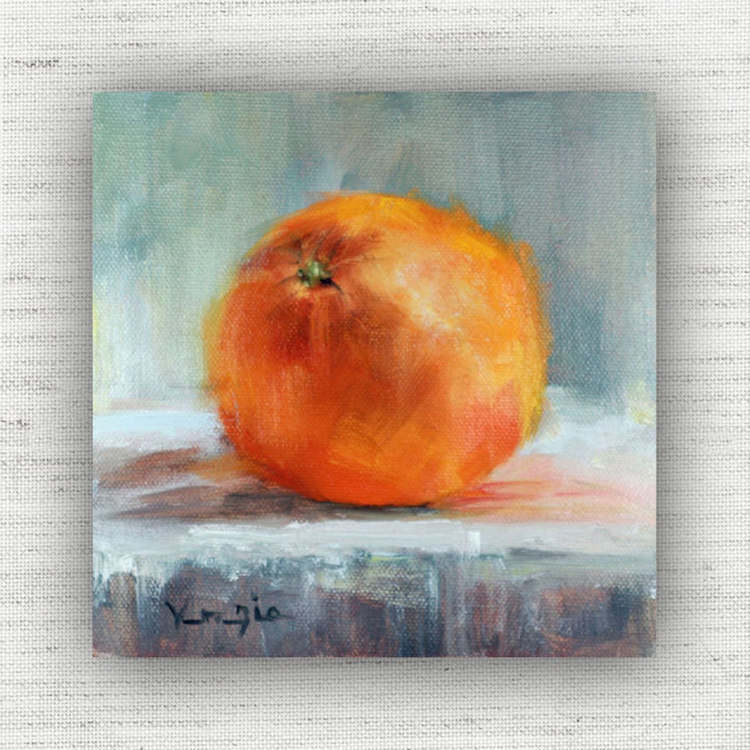 Orange Still Life Painting Prints Rustic Country Kitchen Wall - Etsy