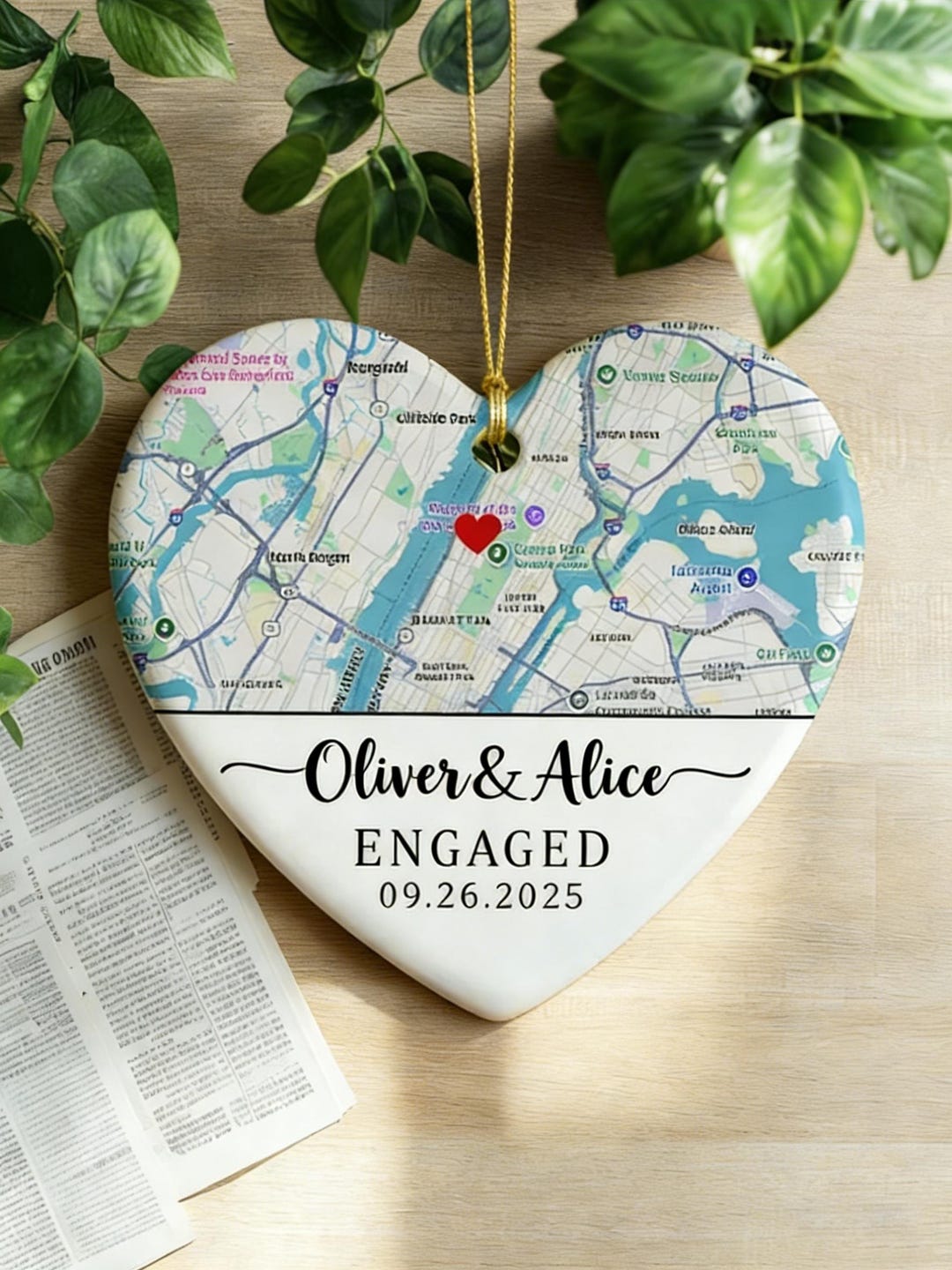 Personalized Map Engagement Ornament,custom Location Ornament , Couples ...
