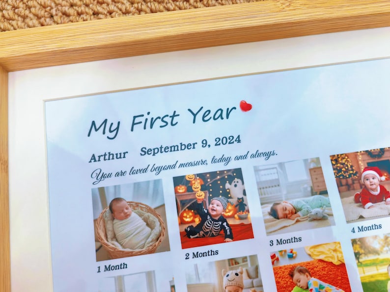 Personalized Baby First Year Photo Frame – Wooden Monthly Milestone ...