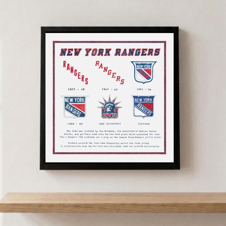 The Logo Evolution of the New York Rangers // Rangers Wall Art Decor ...
