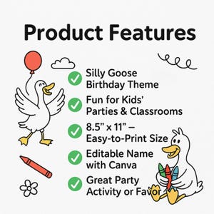 Silly Goose Birthday Coloring Page: Editable Name, Printable Party ...