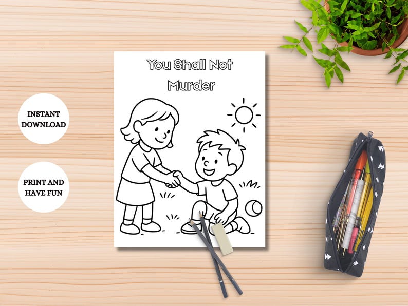 Ten Commandments Coloring Pages, Sunday School Activity, Bible Lesson ...