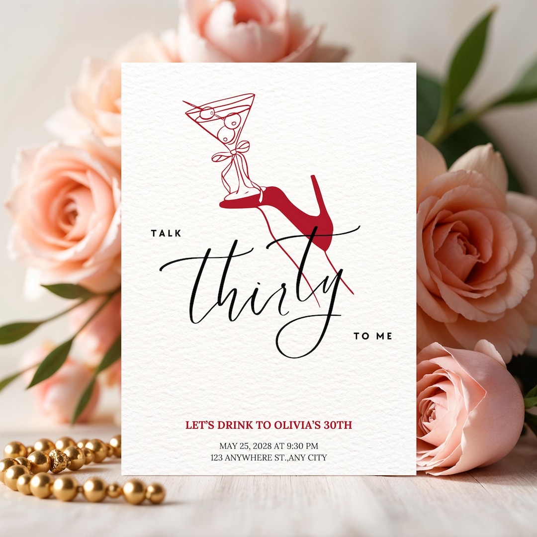 Talk Thirty to Me Invitation: Red Martini, 30th Birthday (editable in ...