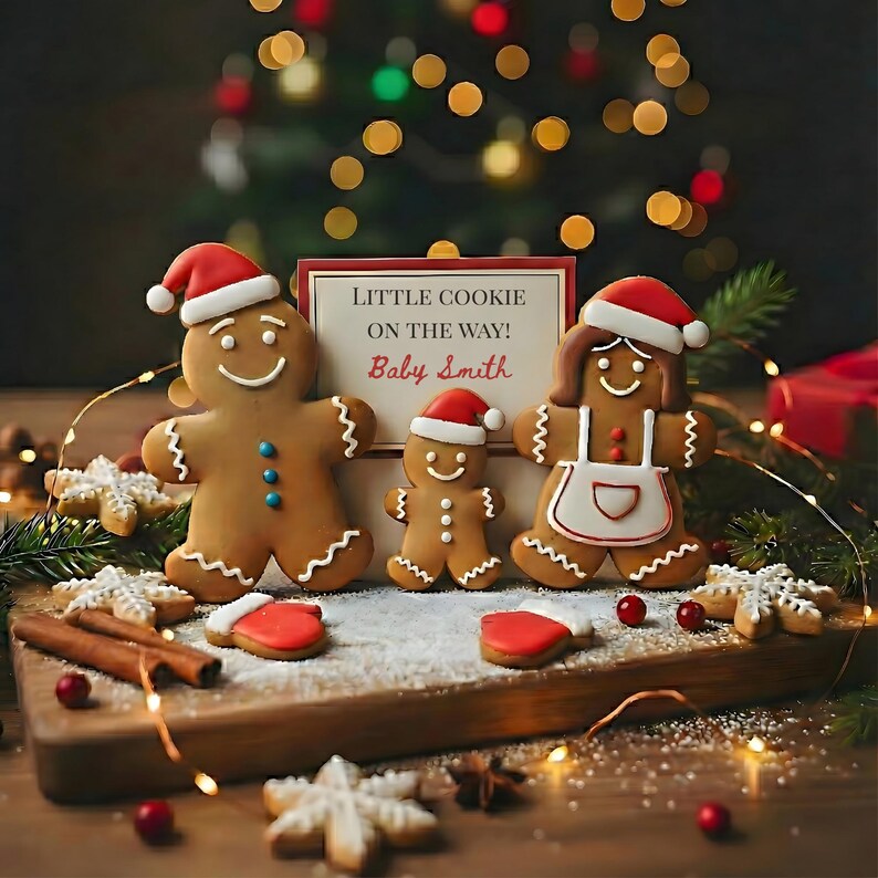 Christmas Baby Announcement Template | Gingerbread Cookies Theme ...