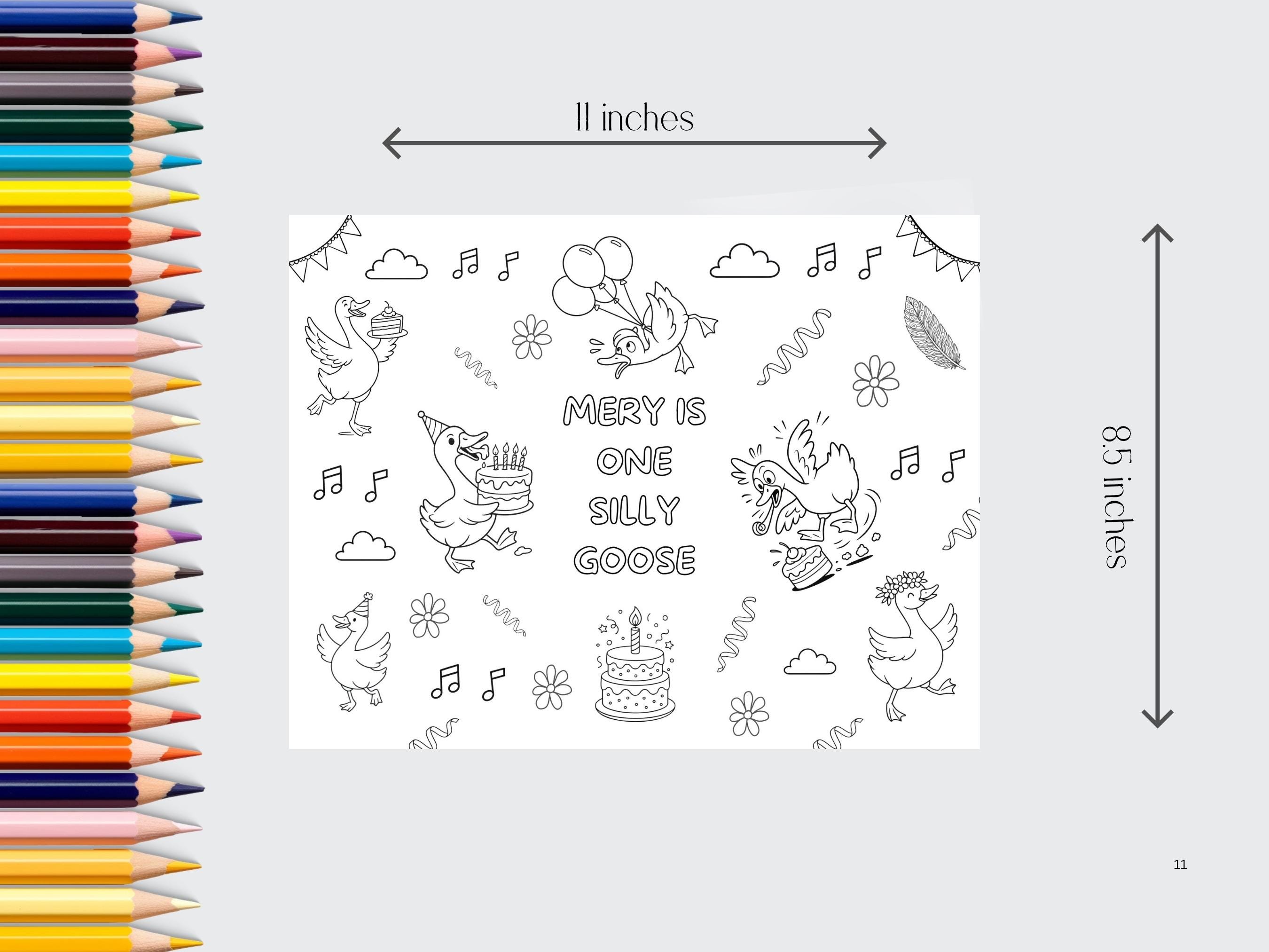 Silly Goose Birthday Coloring Page: Editable Name, Printable Party ...
