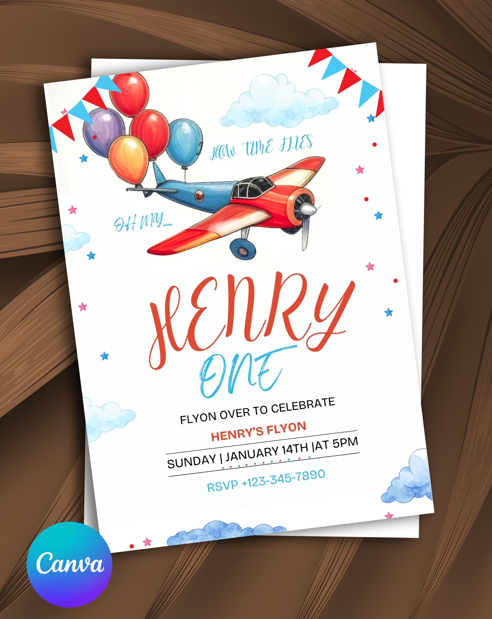 Airplane Birthday Card: Customizable Aviation Theme (digital Download ...