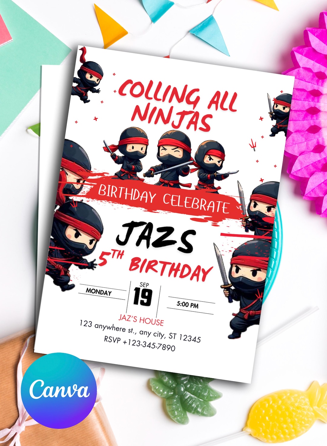 Customizable Ninja Birthday Card for Kids – Fun Martial Arts Theme ...