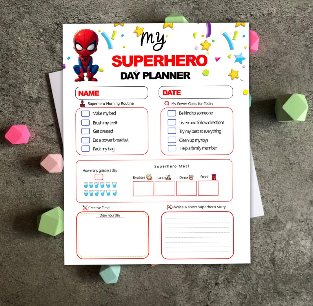 Kids Superhero Daily Planner: Fun Chore & Task Tracker (PDF) - Etsy