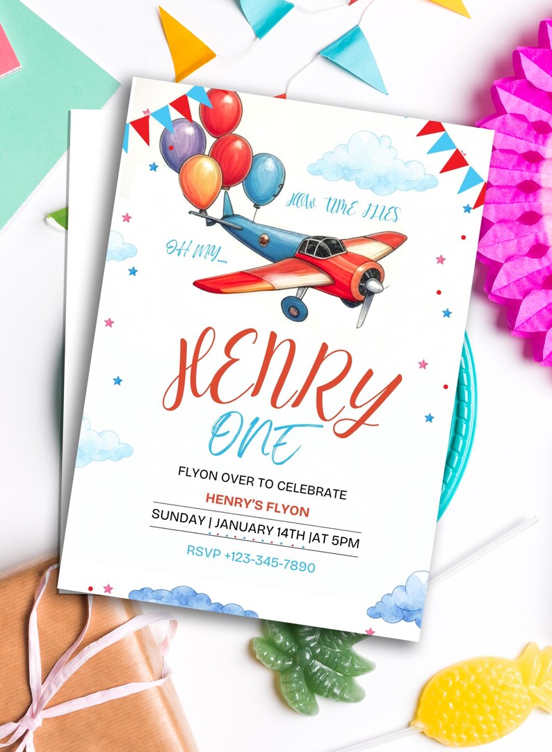 Airplane Birthday Card: Customizable Aviation Theme (digital Download ...