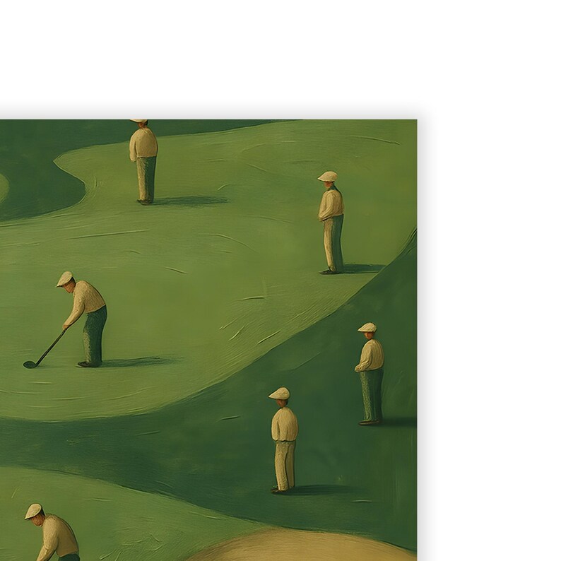 Tiny Golfers Art Poster Vintage Minimalist Green Abstract Golf Course ...