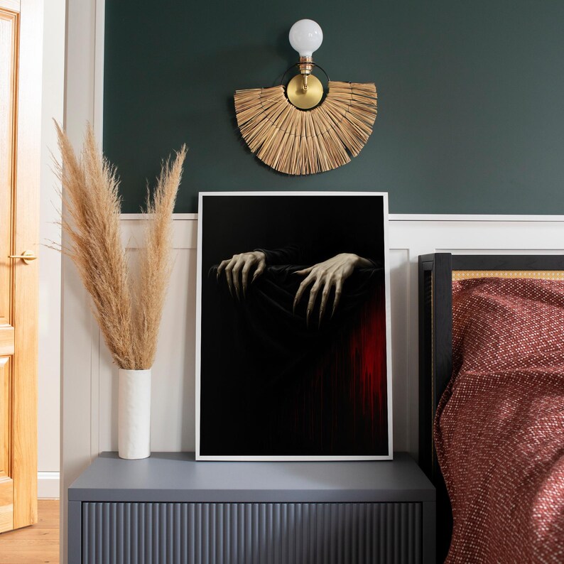 Dracula Clawed Hands Print: Gothic Vampire Art, Halloween Decor ...