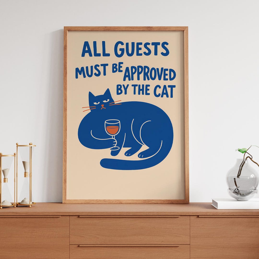 Funny Cat Dinner Party Poster: Funky Cat Lover Gift (digital Download ...