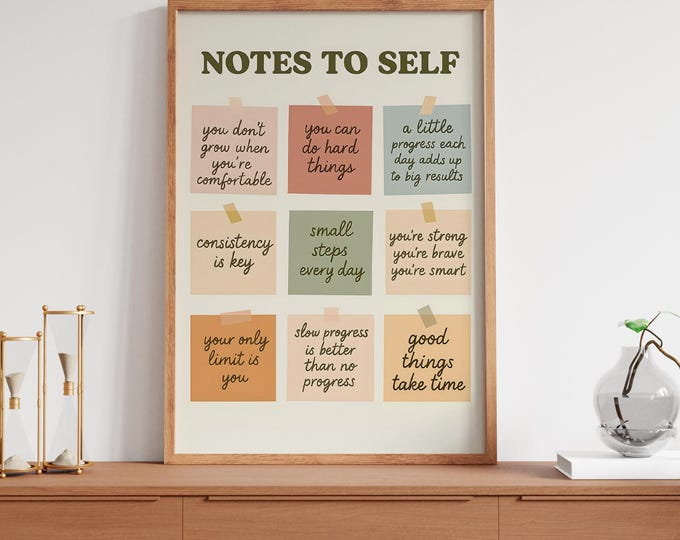Notes to Self Motivational Quotes Print Inspirational Artwork Digital ...