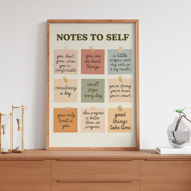 Notes to Self Motivational Quotes Print Inspirational Artwork Digital ...