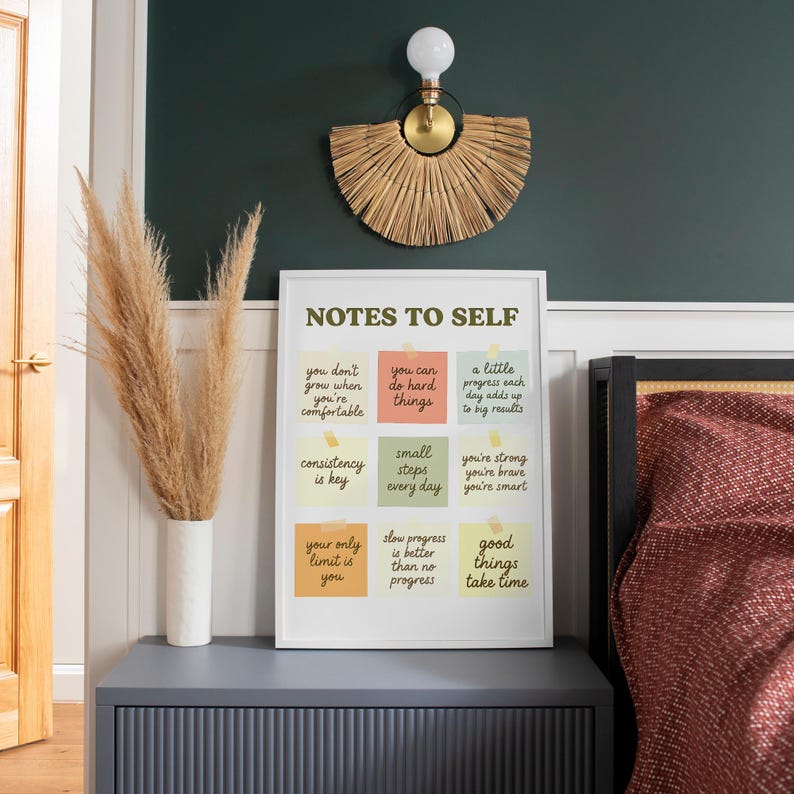 Notes to Self Motivational Quotes Print Inspirational Artwork Digital ...