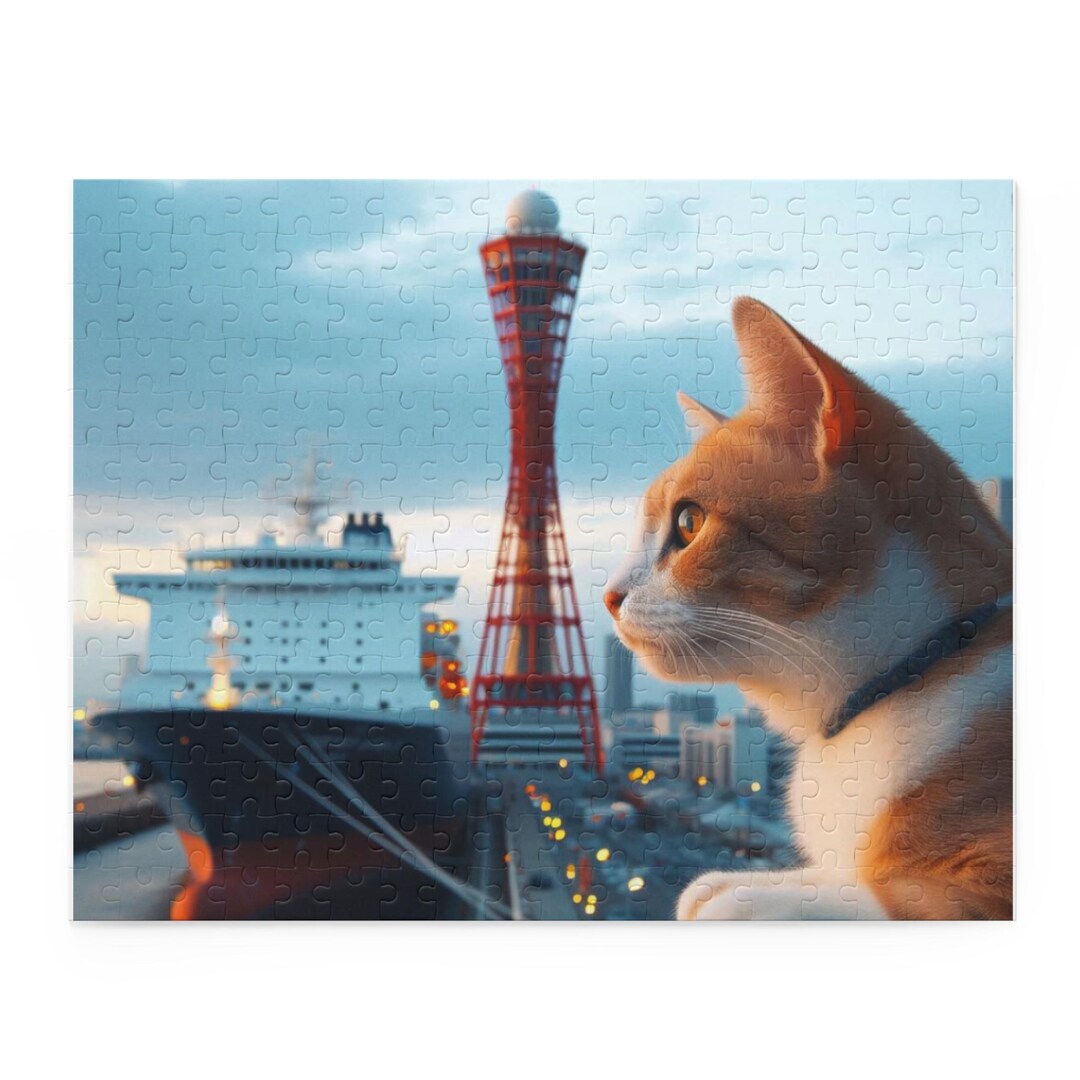 Puzzle, Japanese Kobe Cat Harbor Design, 120-500 Piece, Relaxing Jigsaw ...